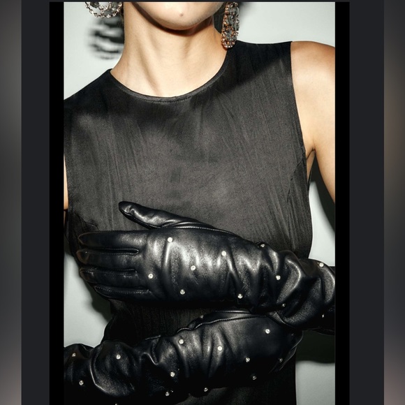 Zara | Accessories | Zara Jewel Leather Gloves | Poshmark